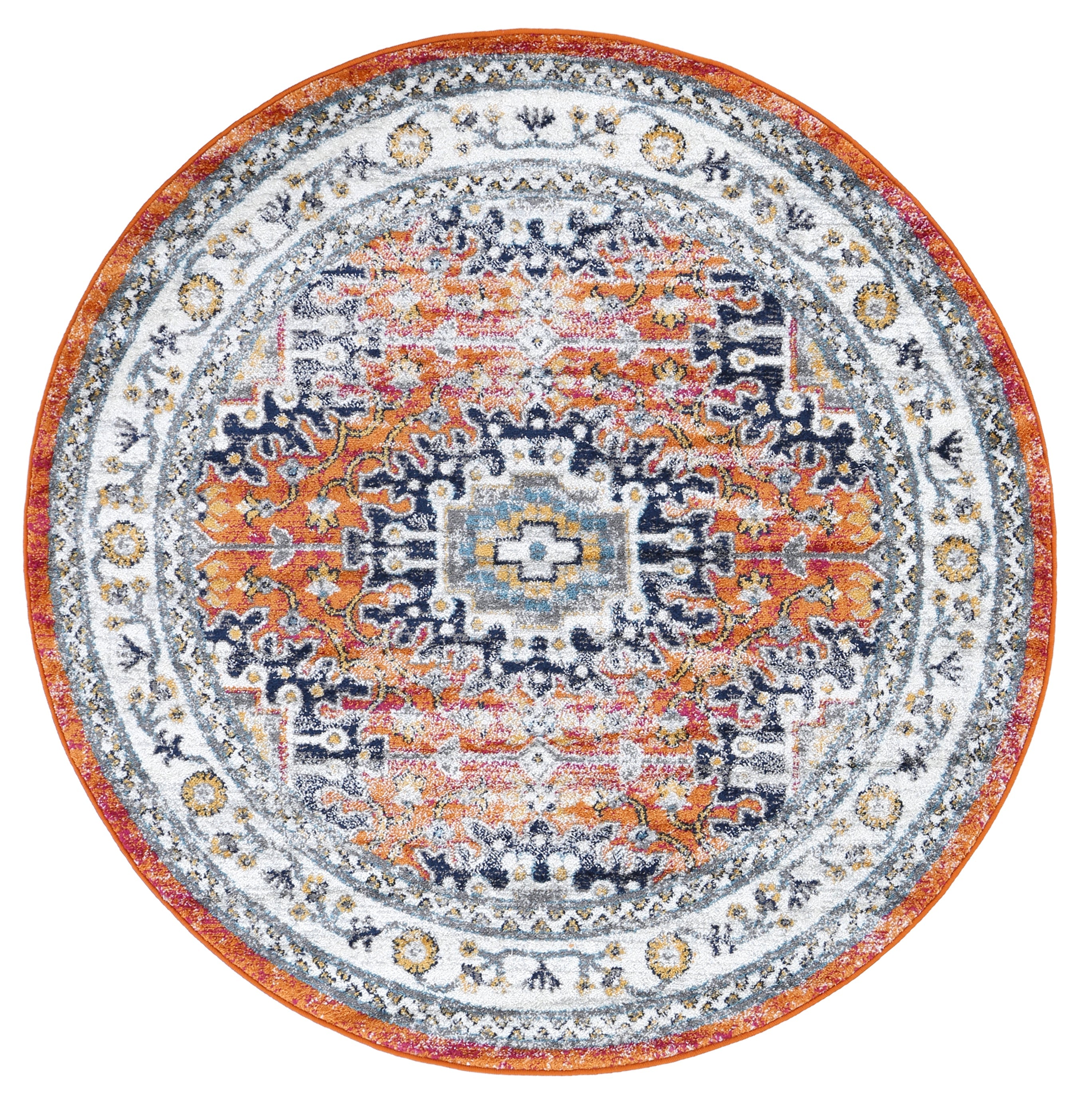 Provence Cannes Orange Transitional Round Rug – Mayne Rugs & Flooring