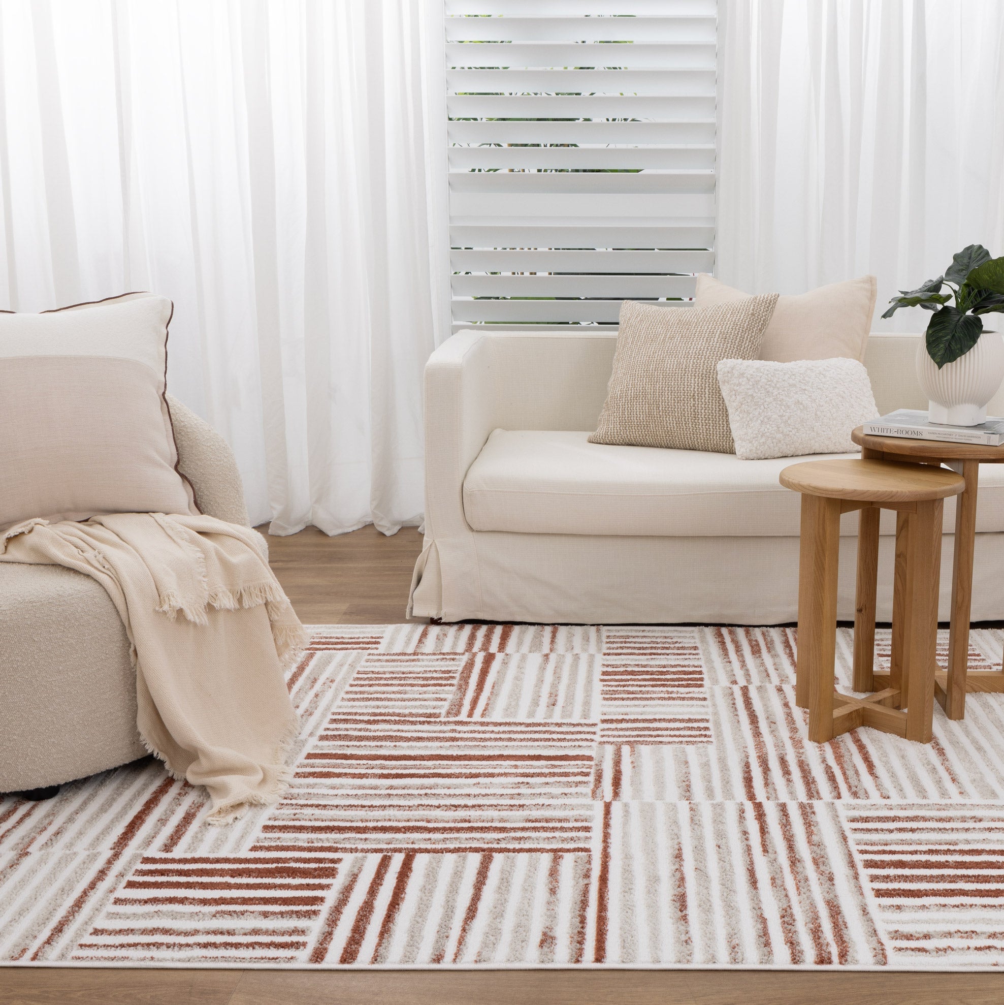 Wellington Geometric Lines Rust Rug – Mayne Rugs & Flooring